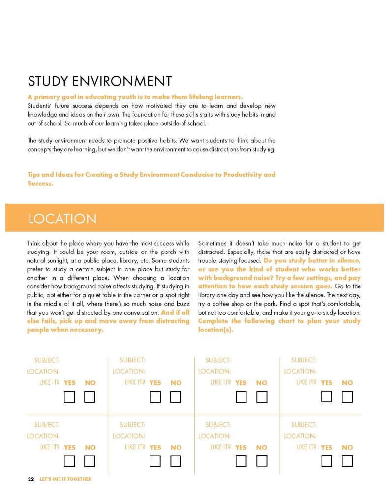 Let's Get it Together - Workbook for Student Organization Skills ...