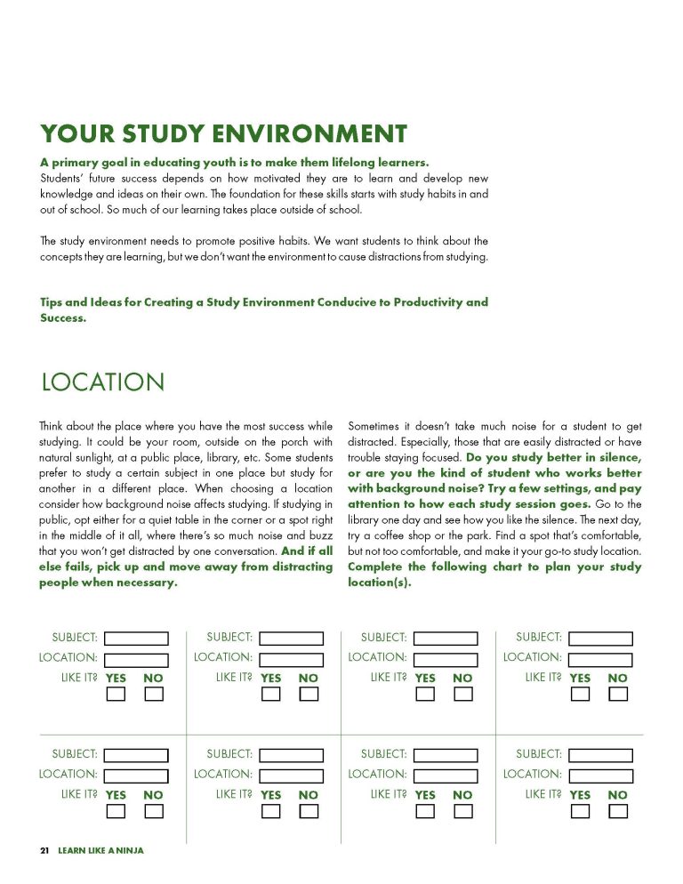 Learn Like a Ninja - A Study Skills Workbook - Student Futures