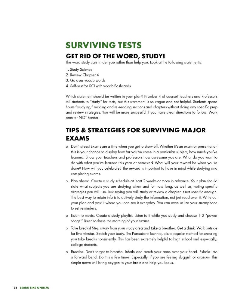 Learn Like a Ninja - A Study Skills Workbook - Student Futures